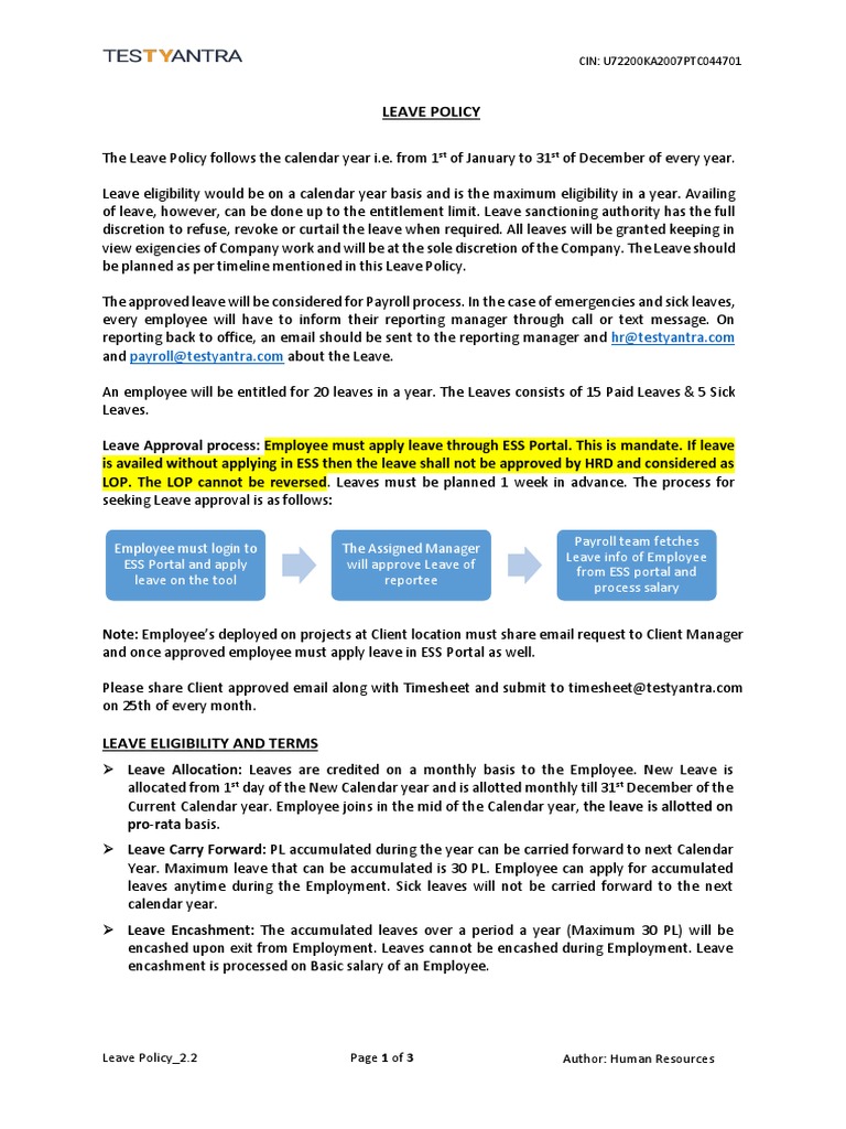 Leave Policy - 2021 | PDF | Parental Leave | Employment