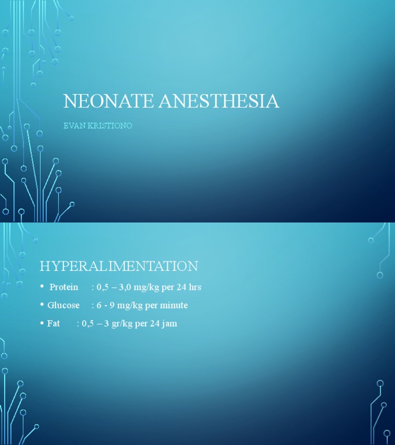Neonate Anesthesia | PDF
