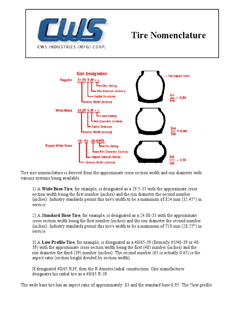 Tire Nomenclature | PDF