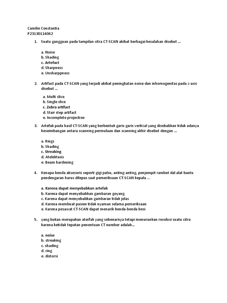 Soal CT Scan | PDF | Ilmu Sosial | Griya & Taman