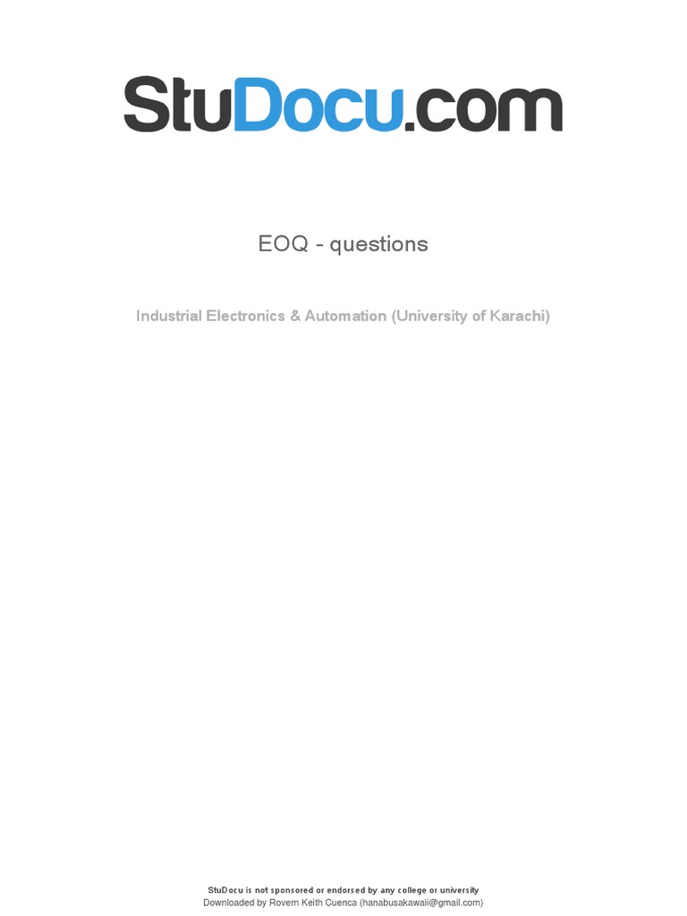 Eoq Questions | PDF | Inventory | Financial Economics