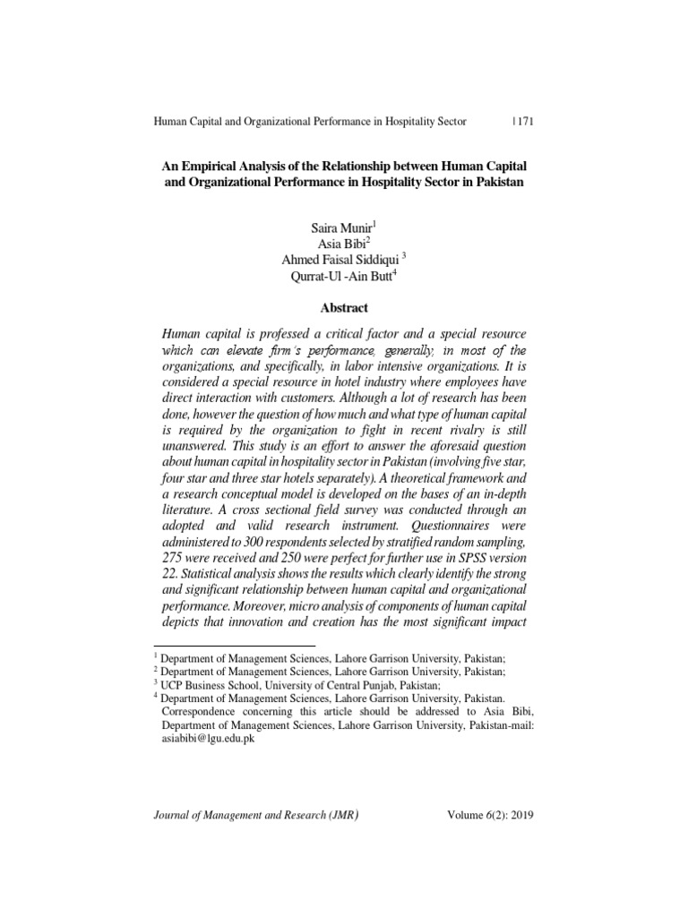 Human Capital and Firm Performance | PDF | Correlation And Dependence ...