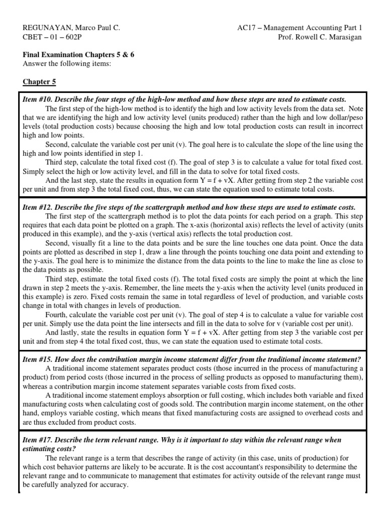 AC17-602P-REGUNAYAN-Final Examination Chapters 5 & 6 | PDF | Gross Margin | Business