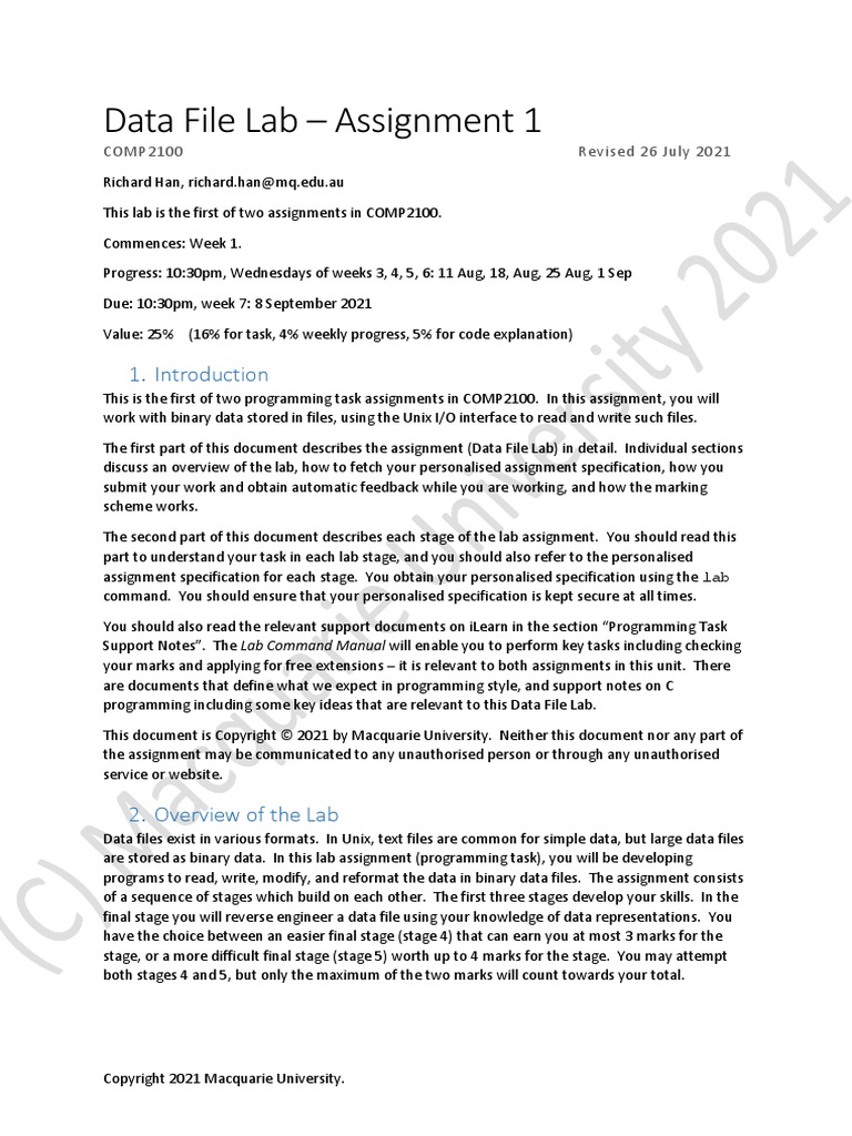 Assignment 1 Data File Lab | PDF | File Format | C (Programming Language)