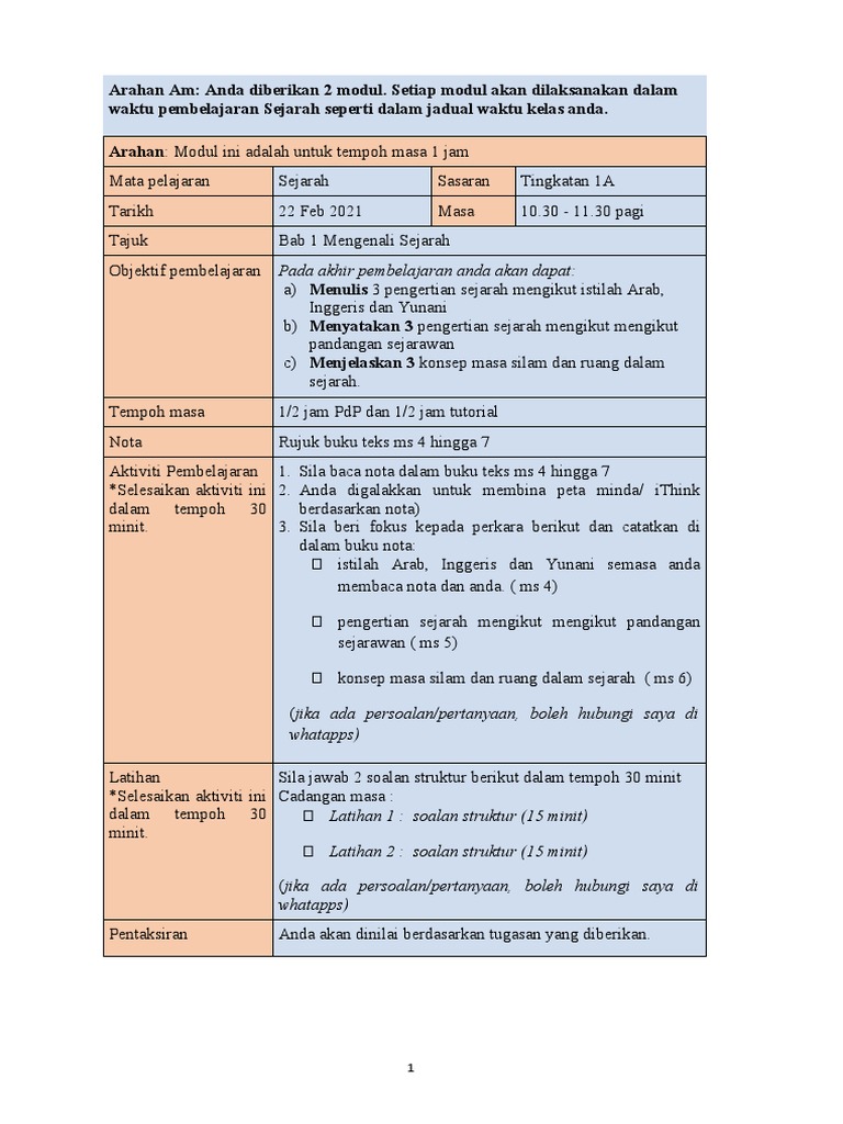 Contoh Modul PDPR JPN Perak | PDF