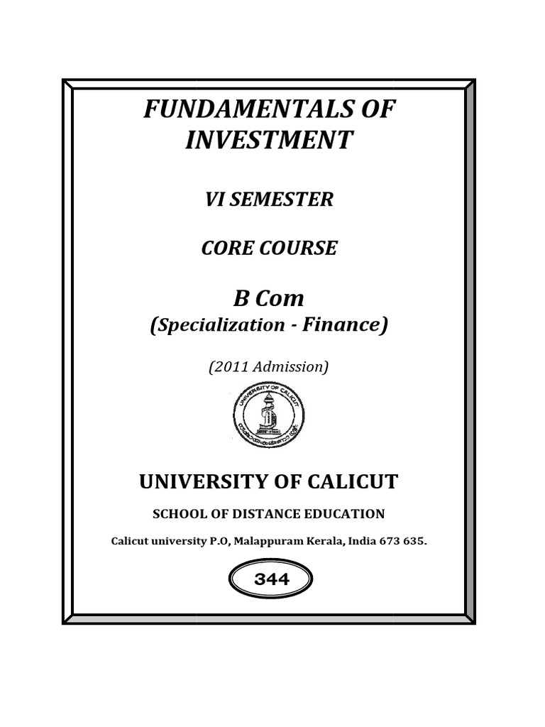 BCom Finance Fundamentals of Investment | PDF | Bonds (Finance) | Yield ...