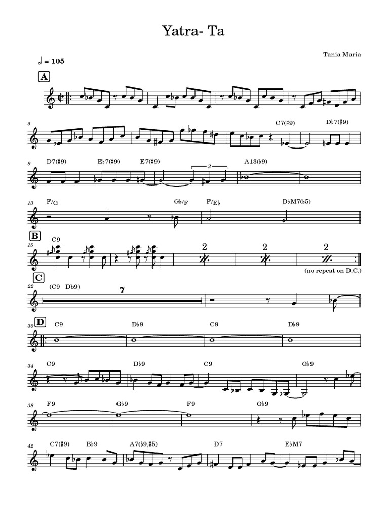 Tania Maria - Yatra-Ta (Leadsheet) | PDF