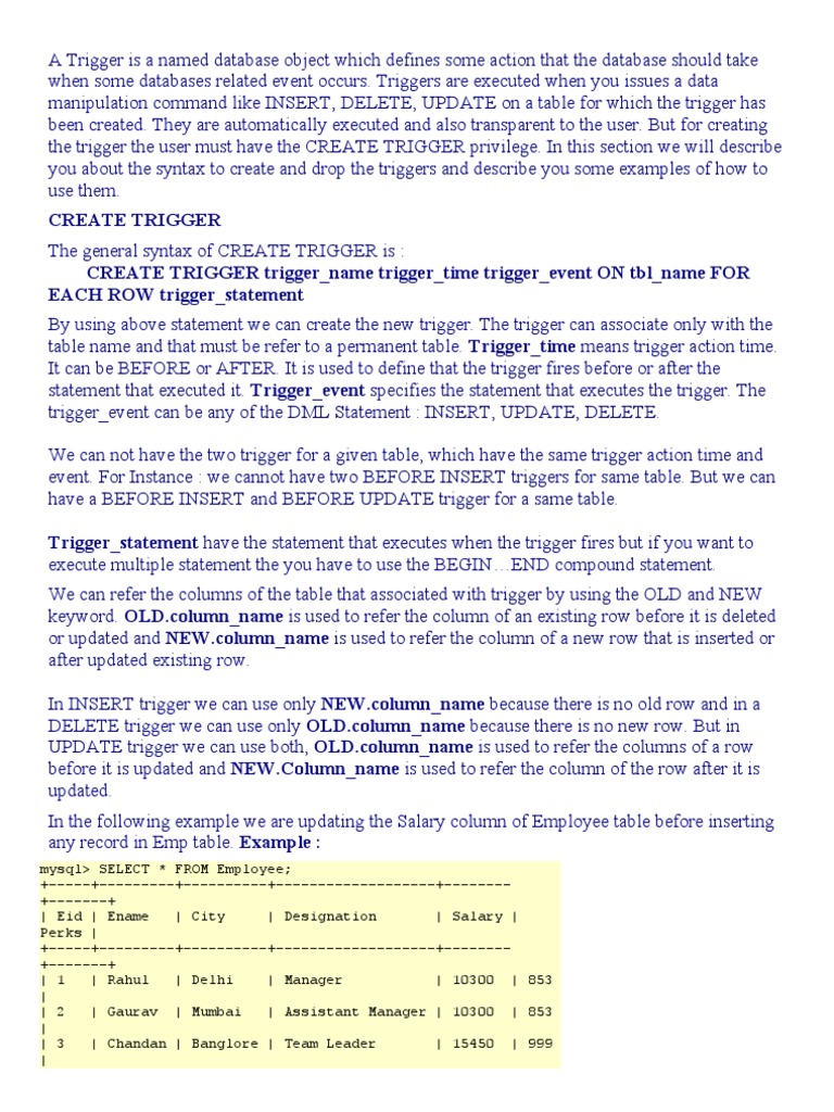 Create Trigger Page 1 Of 26 Pdf Parameter Computer Programming Subroutine 