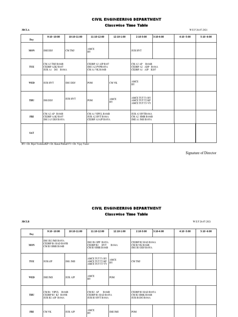 3rd Semester 2021-2022 Timetable | PDF