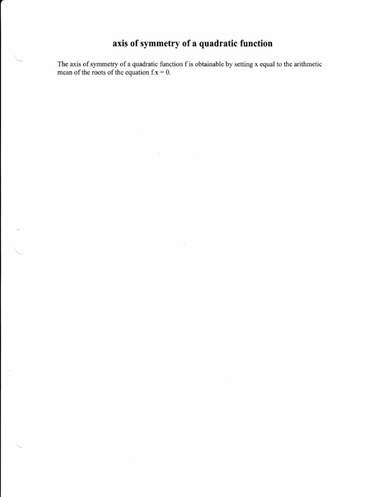 Axis of Symmetry of A Quadratic Function | PDF