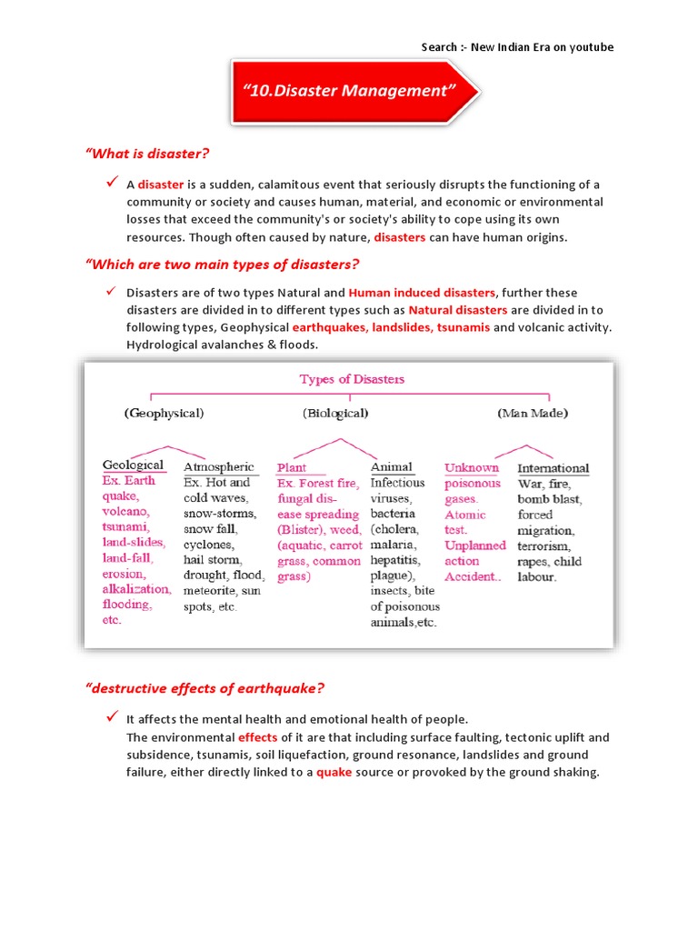 10.disaster Management Class 10 | PDF | Earthquakes | Emergency Management