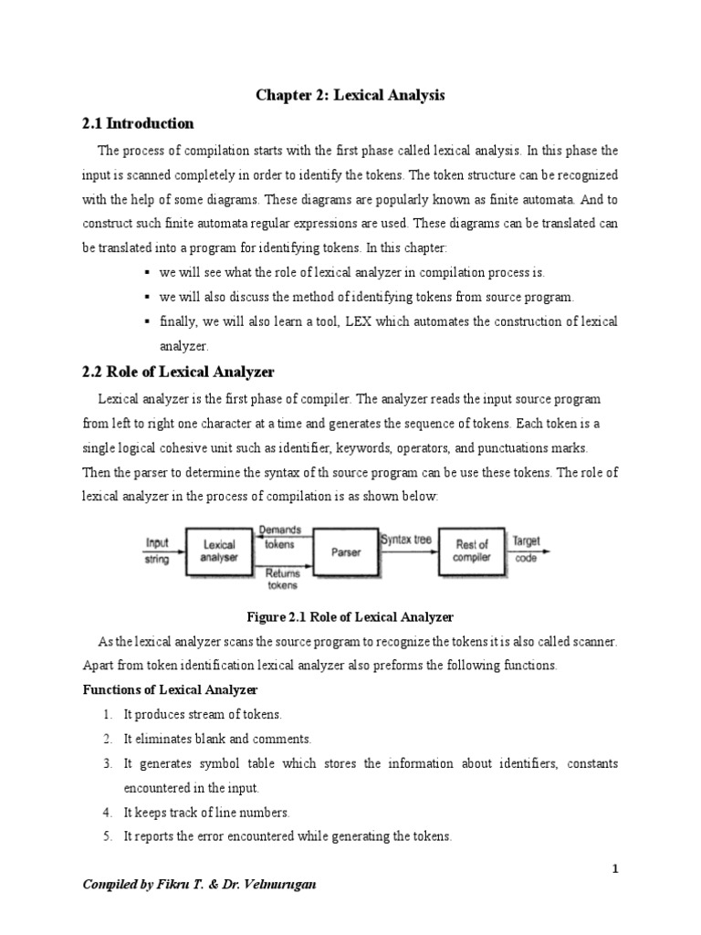 Chapter 2 Lexical Analysis | PDF | String (Computer Science) | Grammar