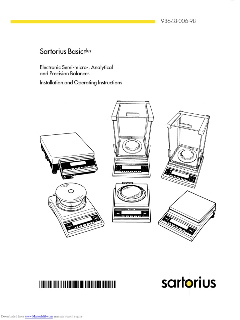 Balanzas Analiticas Familia Sartorius Modelo BP310s - Manual | PDF ...