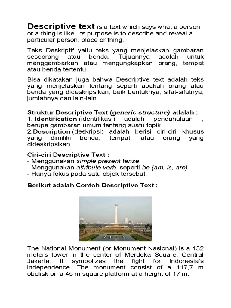 Bahan Ajar Descriptive Text | PDF | Indonesia