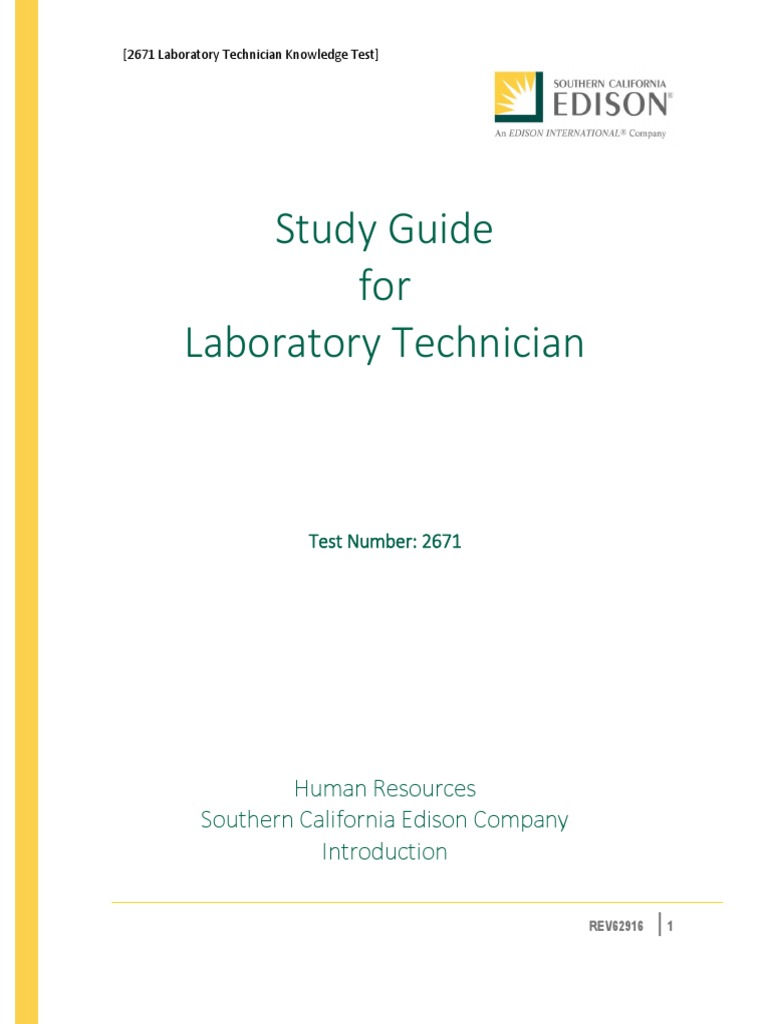 Study Guide For Laboratory Technician: Human Resources Southern ...
