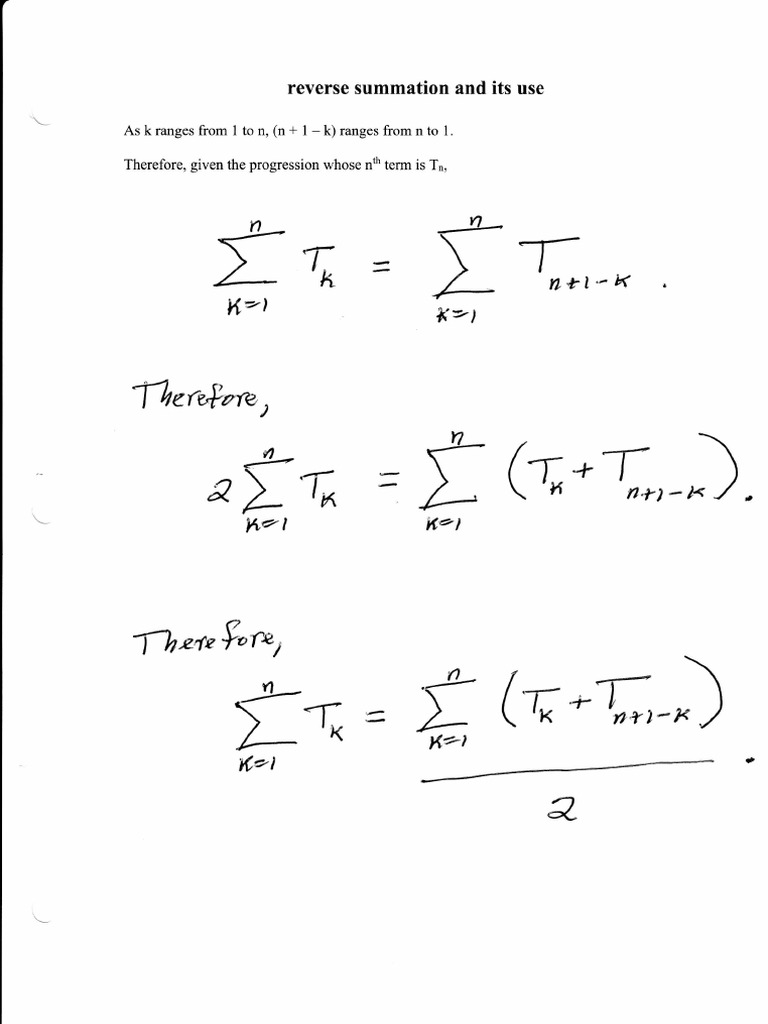 Reverse Summation Explained | PDF