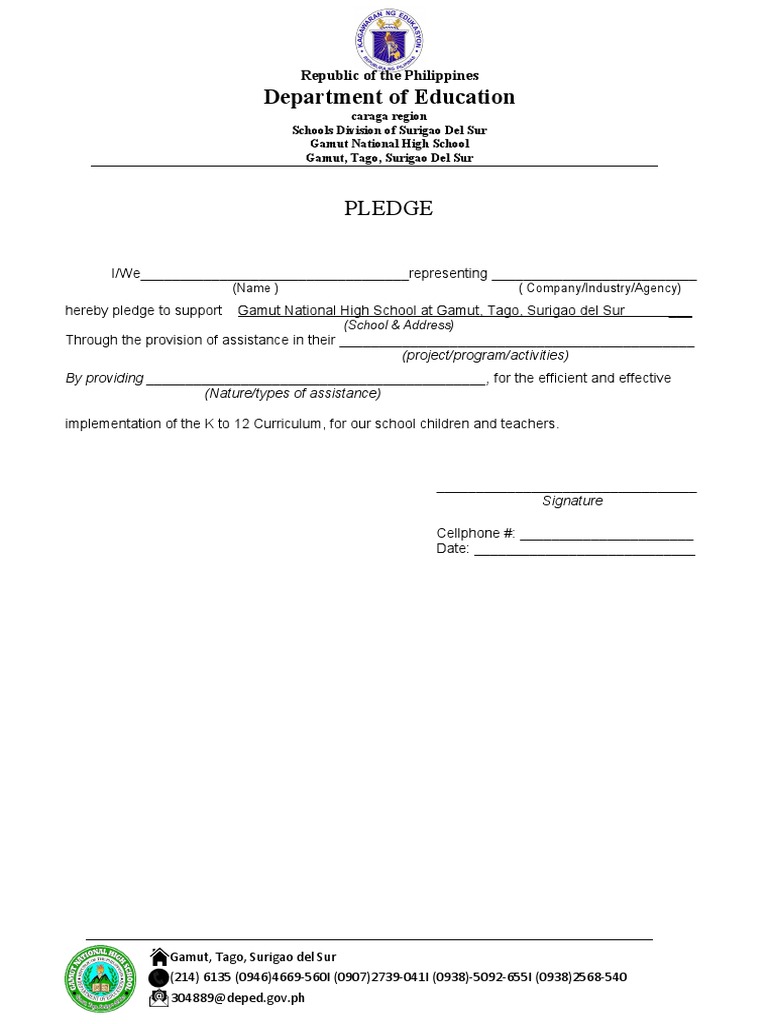 Department of Education: Pledge | PDF