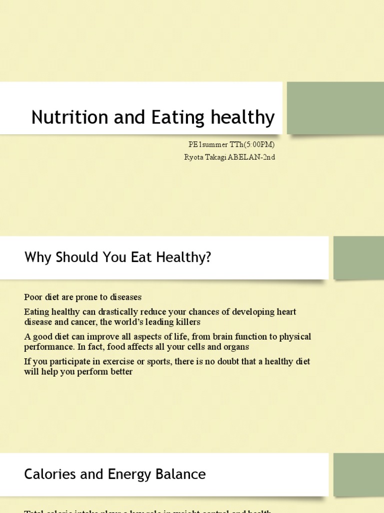 Nutrition and Eating Healthy Pe1 B | PDF | Foods | Nutrients