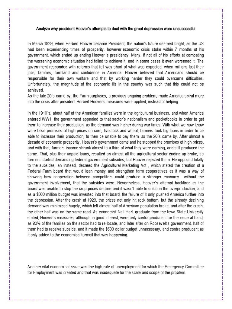 Hoover's Failed Great Depression Policies | PDF | Great Depression ...