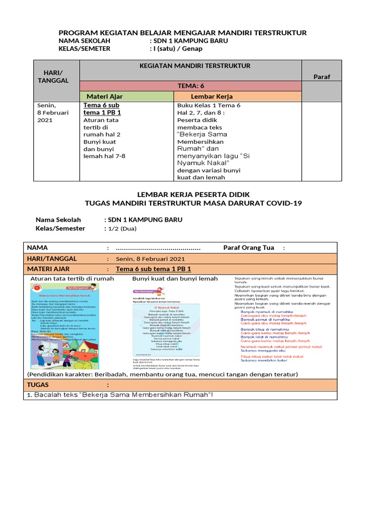MODUL KELAS 1 TEMA 6-Dikonversi | PDF