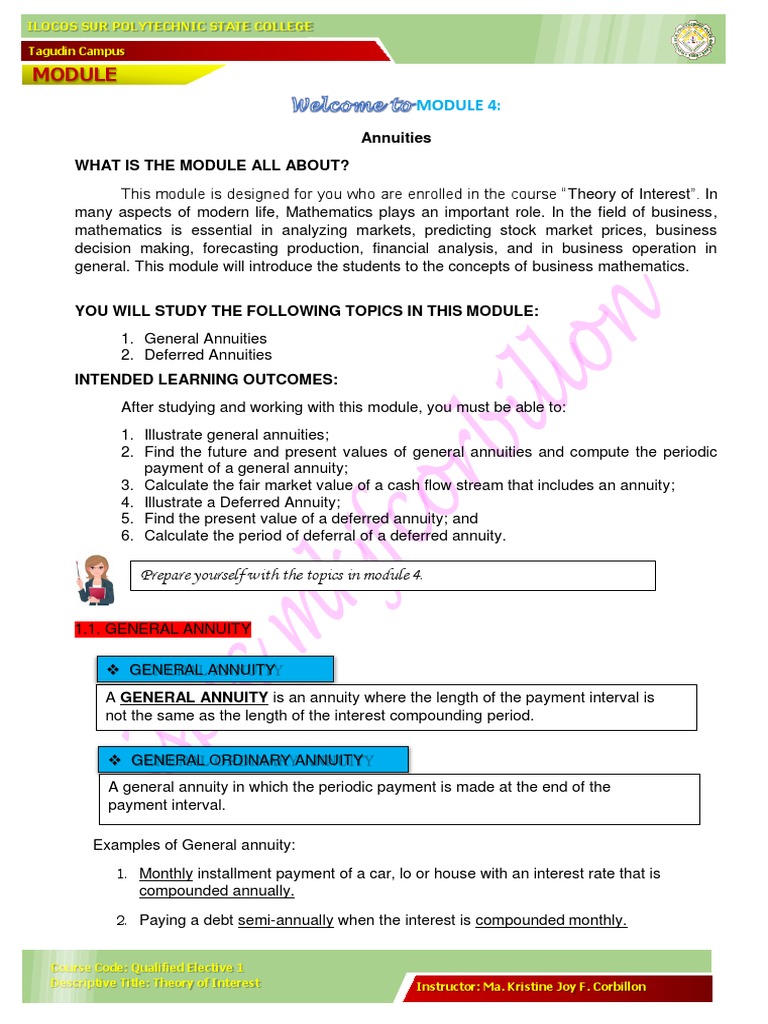 Annuities What Is The Module All About? | PDF | Present Value | Interest