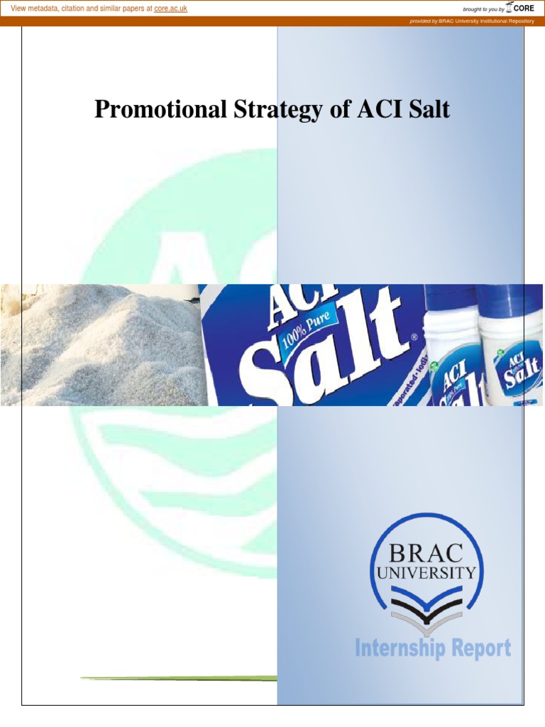 Promotional Strategy of ACI Salt: Provided by BRAC University ...