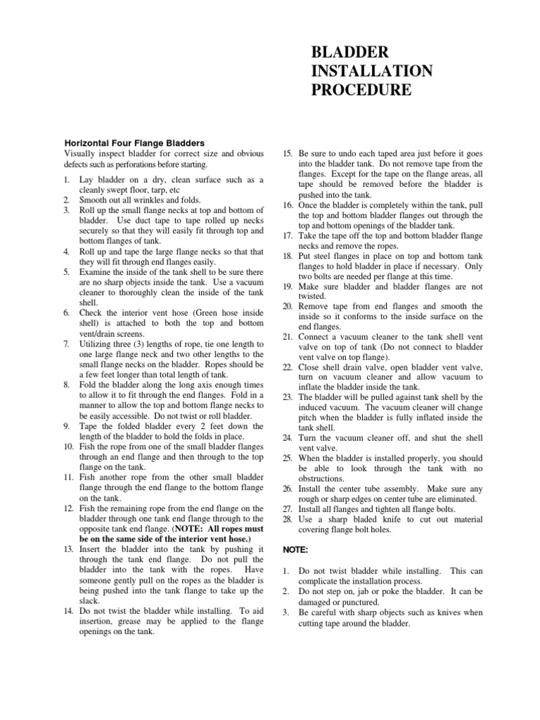 Bladder Installation Nonbranded. | PDF | Knife | Rope