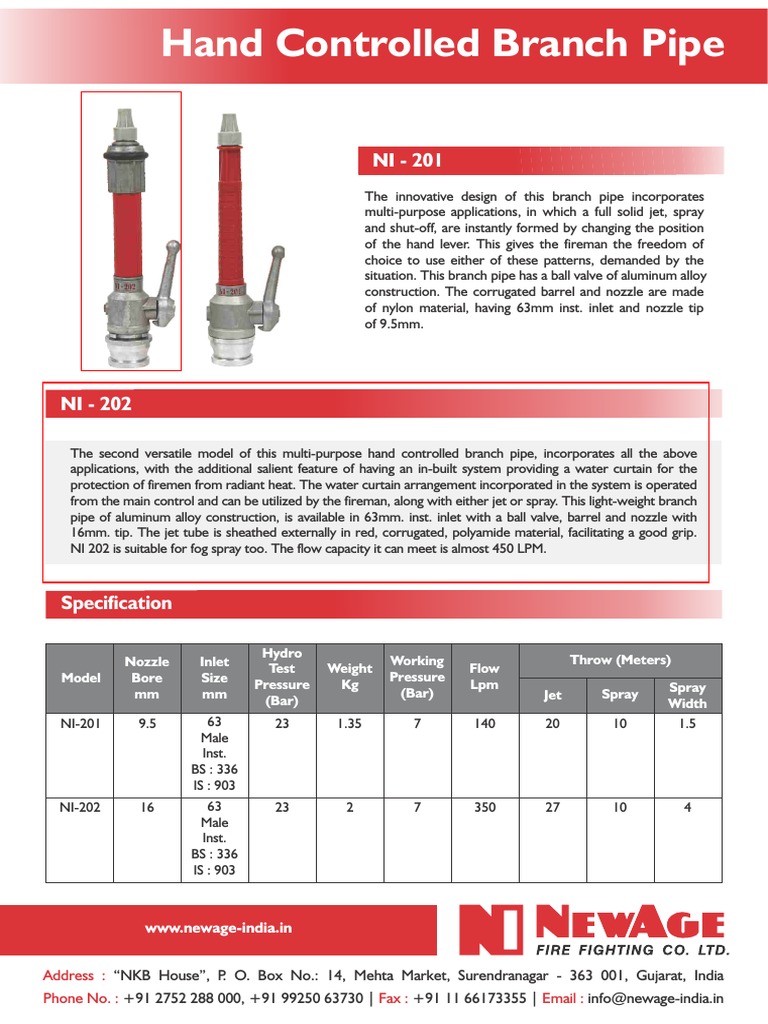 Multi-Purpose Hand Control Branch Pipe | PDF | Pipe (Fluid Conveyance ...
