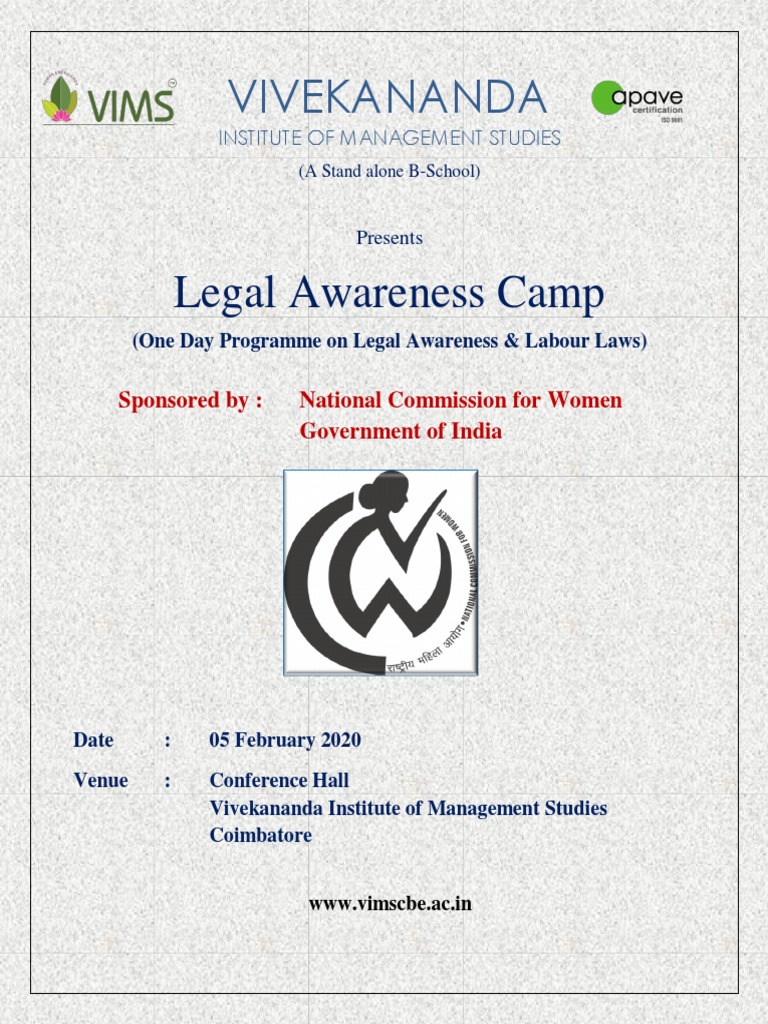 Legal Awareness Camp - Brochure | PDF | Justice | Crime & Violence