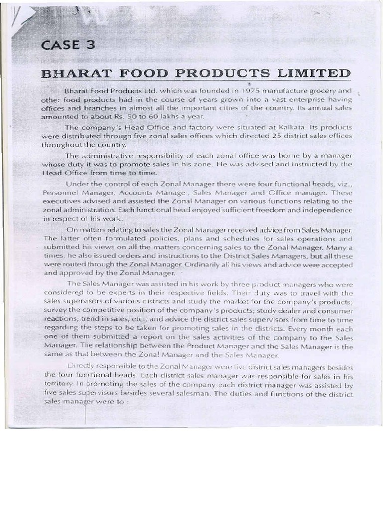 Case Study 1 - Bharat Food Products Ltd0001 | PDF