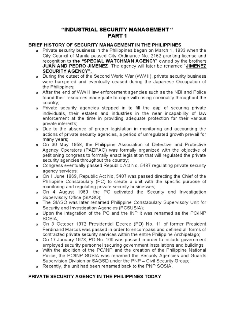 Industrial Security Management 1 | PDF | Physical Security | Security Guard