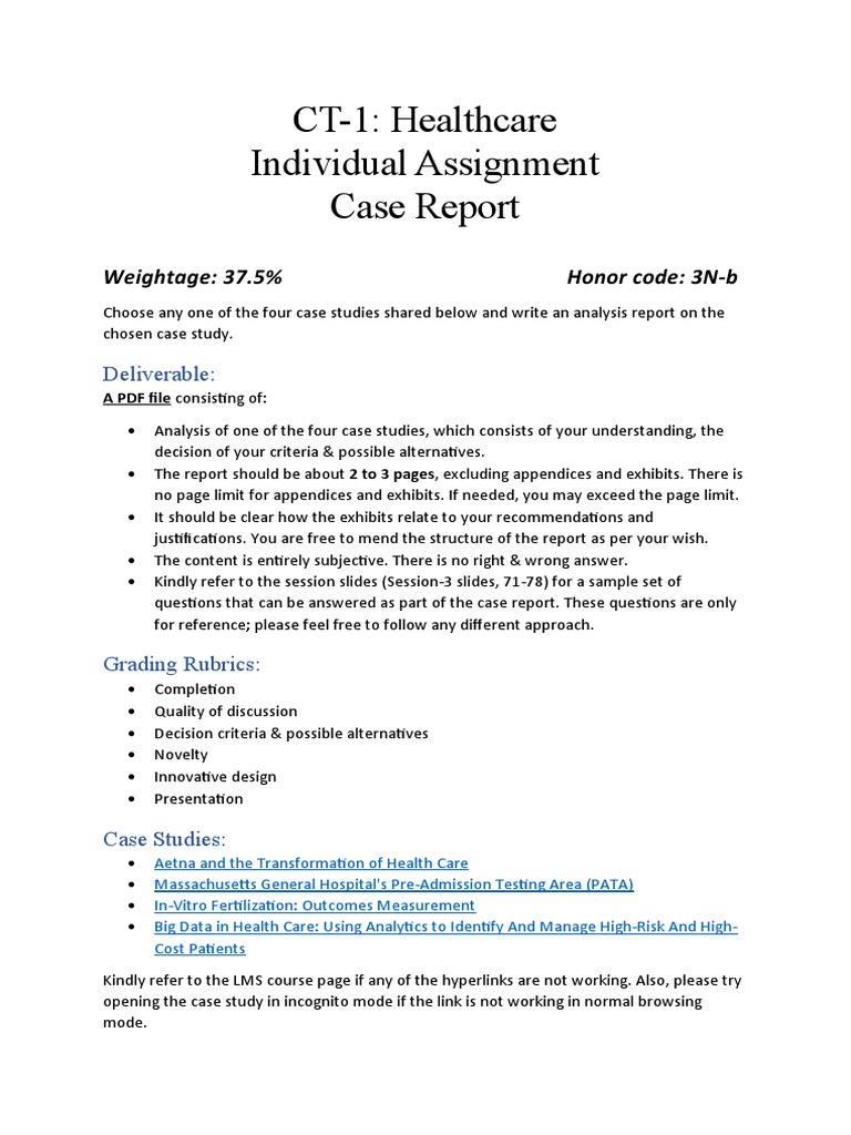 Healthcare Case Study Analysis Guide | PDF