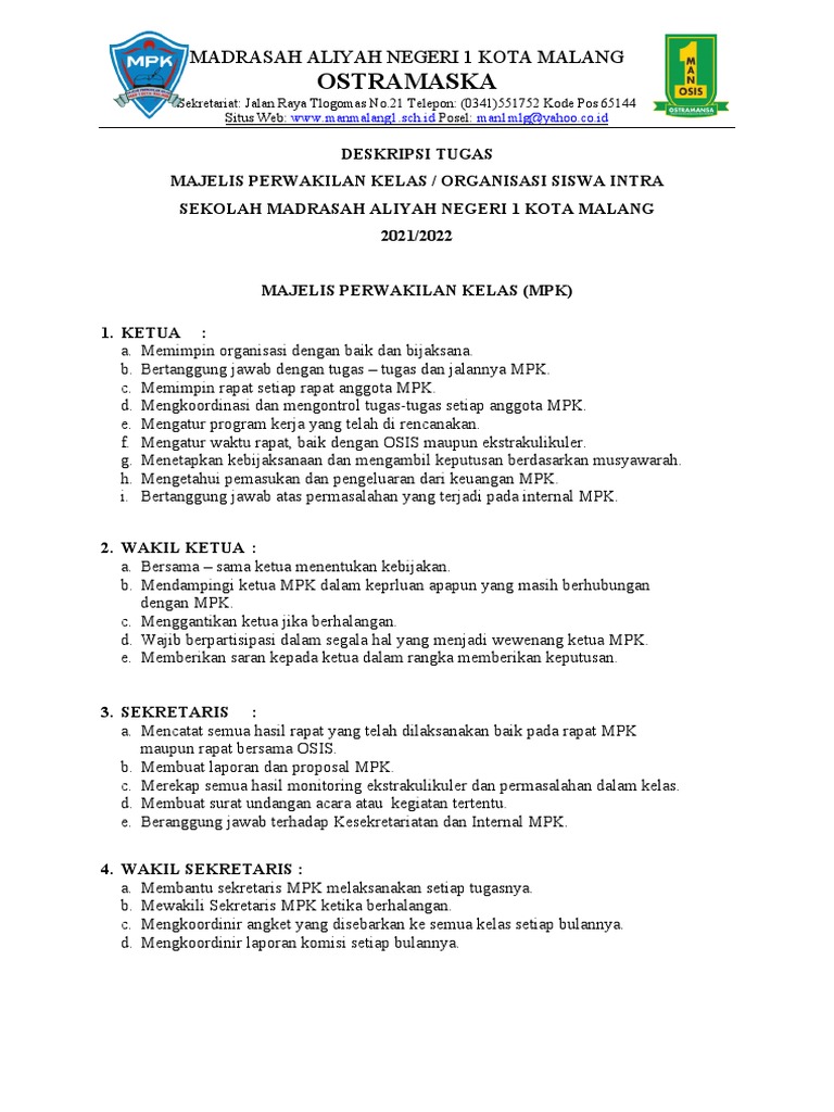 Deskripsi Tugas Mpk-Osis 21 | PDF