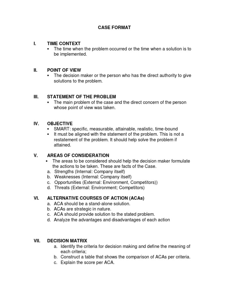 Case Format | PDF | Decision Making | Cognition