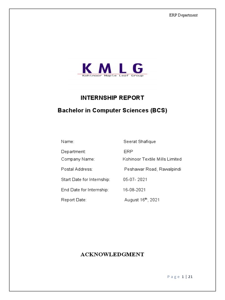 Internship Report New | PDF | Enterprise Resource Planning | Yarn