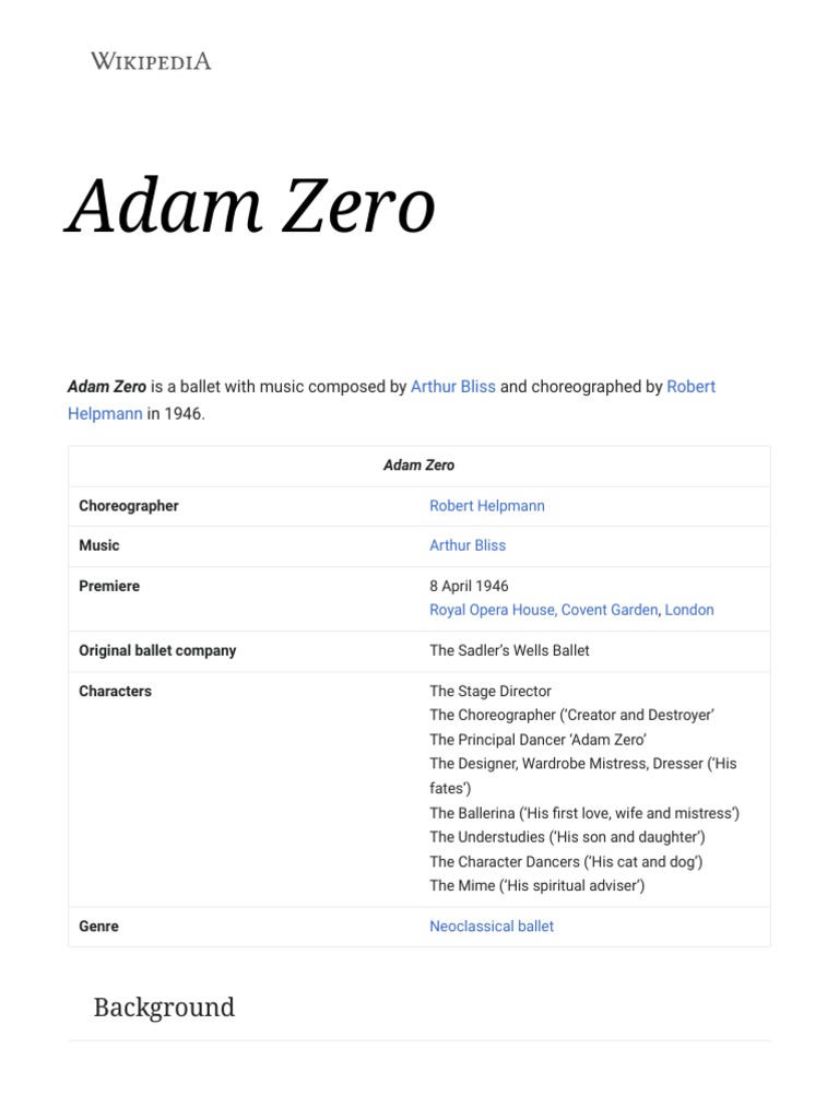 Adam Zero | PDF | Concert Dance | Theatre