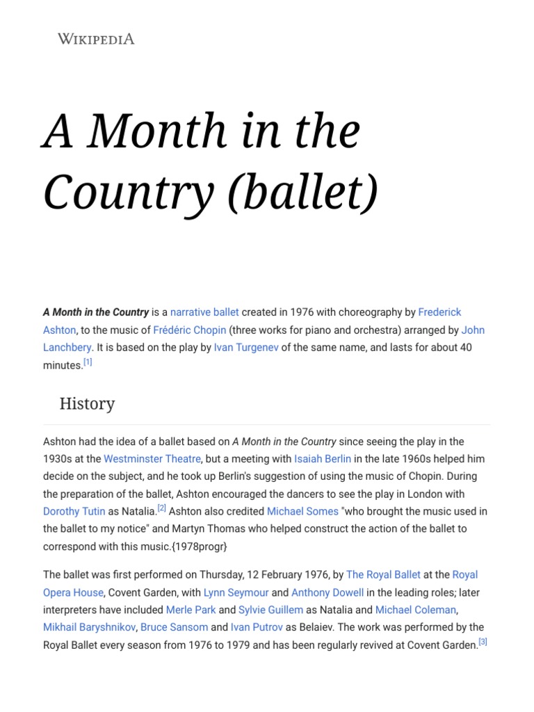 A Month in The Country | PDF | Ballet | Ballet Companies