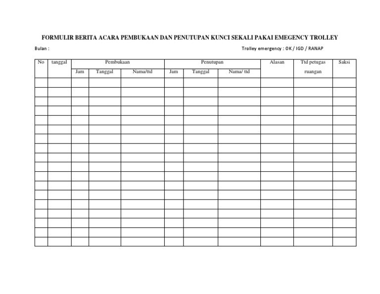 Form Berita Acara Trolley Emergency | PDF