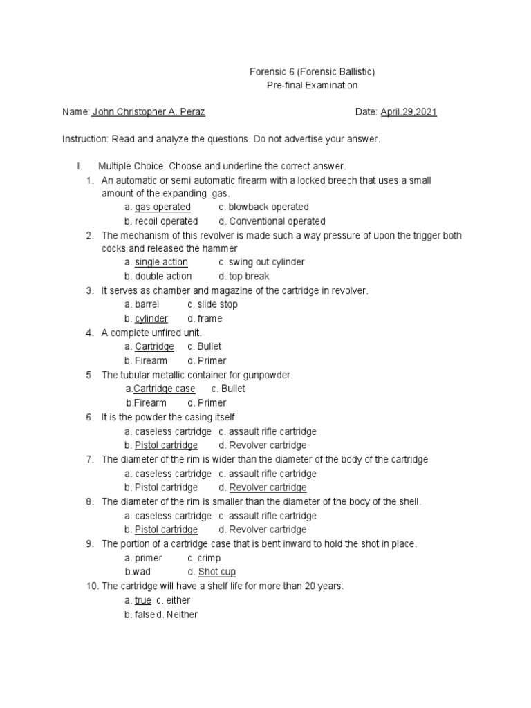 Forensic Ballistics Exam Overview | PDF | Firearms | Cartridge (Firearms)