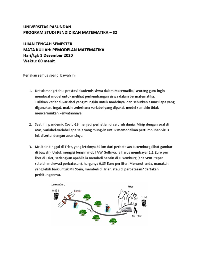Soal Pemodelan Matematika - UTS 2020 | PDF