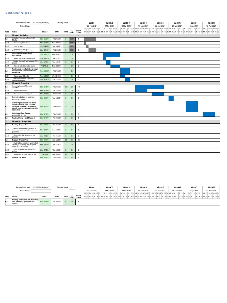 Gantt Chart Group 3: Week 1 Week 2 Week 3 Week 4 Week 5 Week 6 Week 7 ...