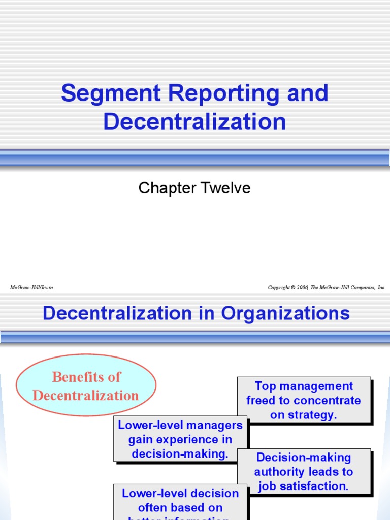 Segment Reporting And Decentralization Chapter Twelve Pdf Return