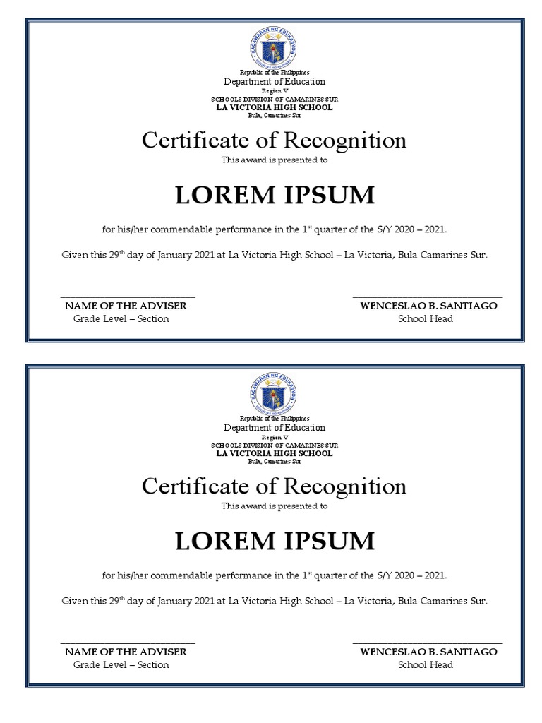 COR Template With Border | PDF