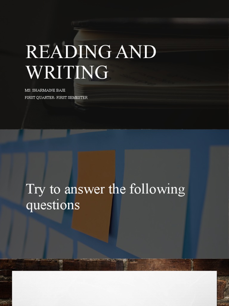 Reading and Writing: Overview of Text Type Across Disciplines (Patterns ...