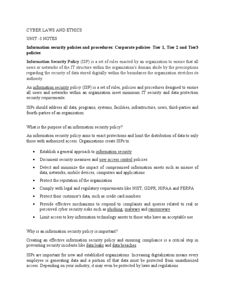 Information Security Policies and Procedures: Corporate Policies-Tier 1 ...
