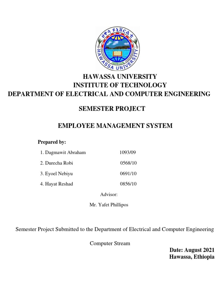 Hawassa University Institute of Technology Department of Electrical and ...