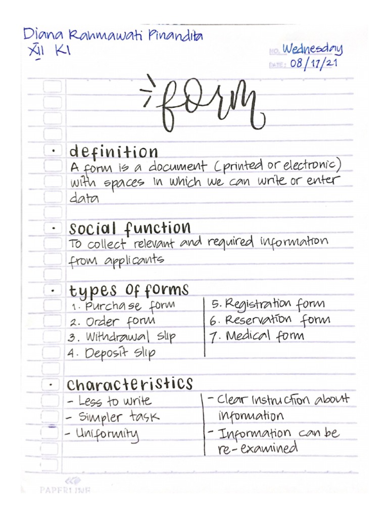 Summary of Form | PDF