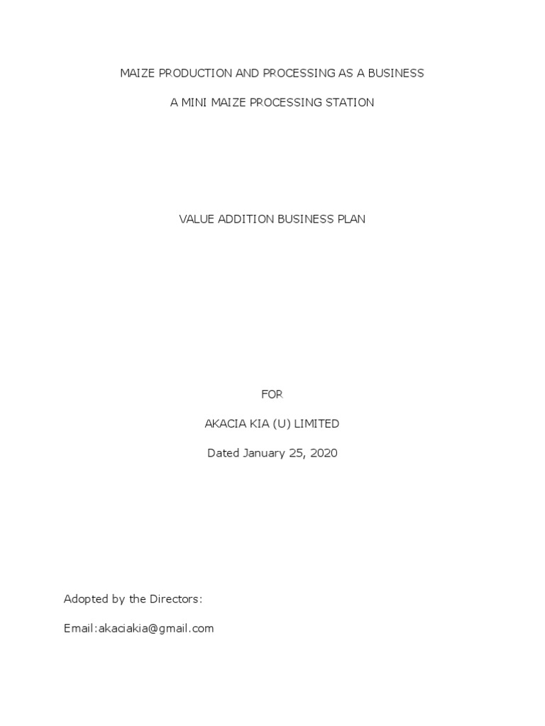 Maize Processing Business Plan 2020-2022 | PDF | Maize | Equity (Finance)