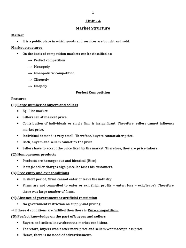 Economics Unit 4 | PDF | Perfect Competition | Economic Equilibrium