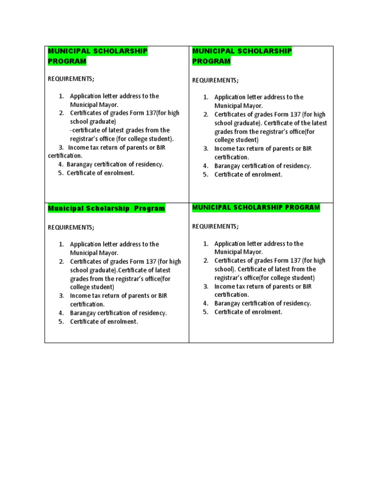 Municipal Scholarship Program | PDF